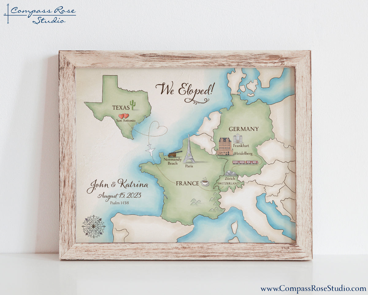 Map Of Europe With Compass Rose
