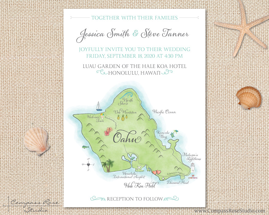 Hawaiian Wedding Invitations Map